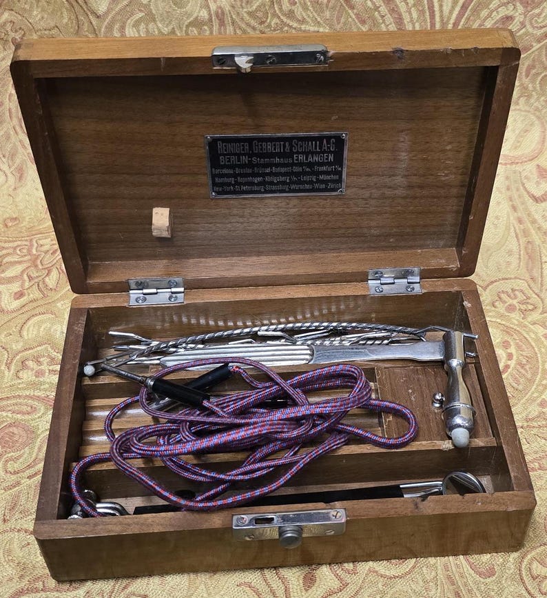 Antique Dental Tools Set in Wooden Case, Vintage Medical Instruments ...