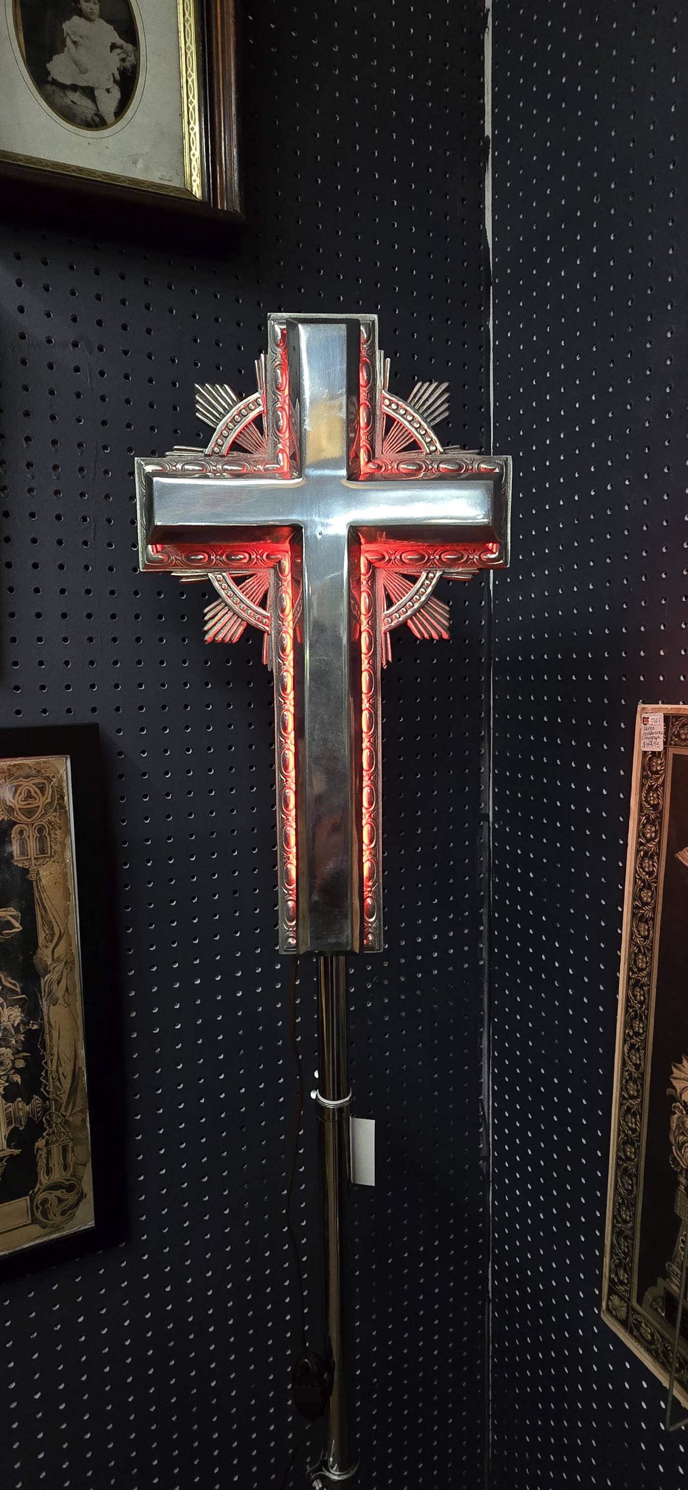 1920s Art Deco Funeral Crucifix Cross Telescopic Lamp With Red Light ...