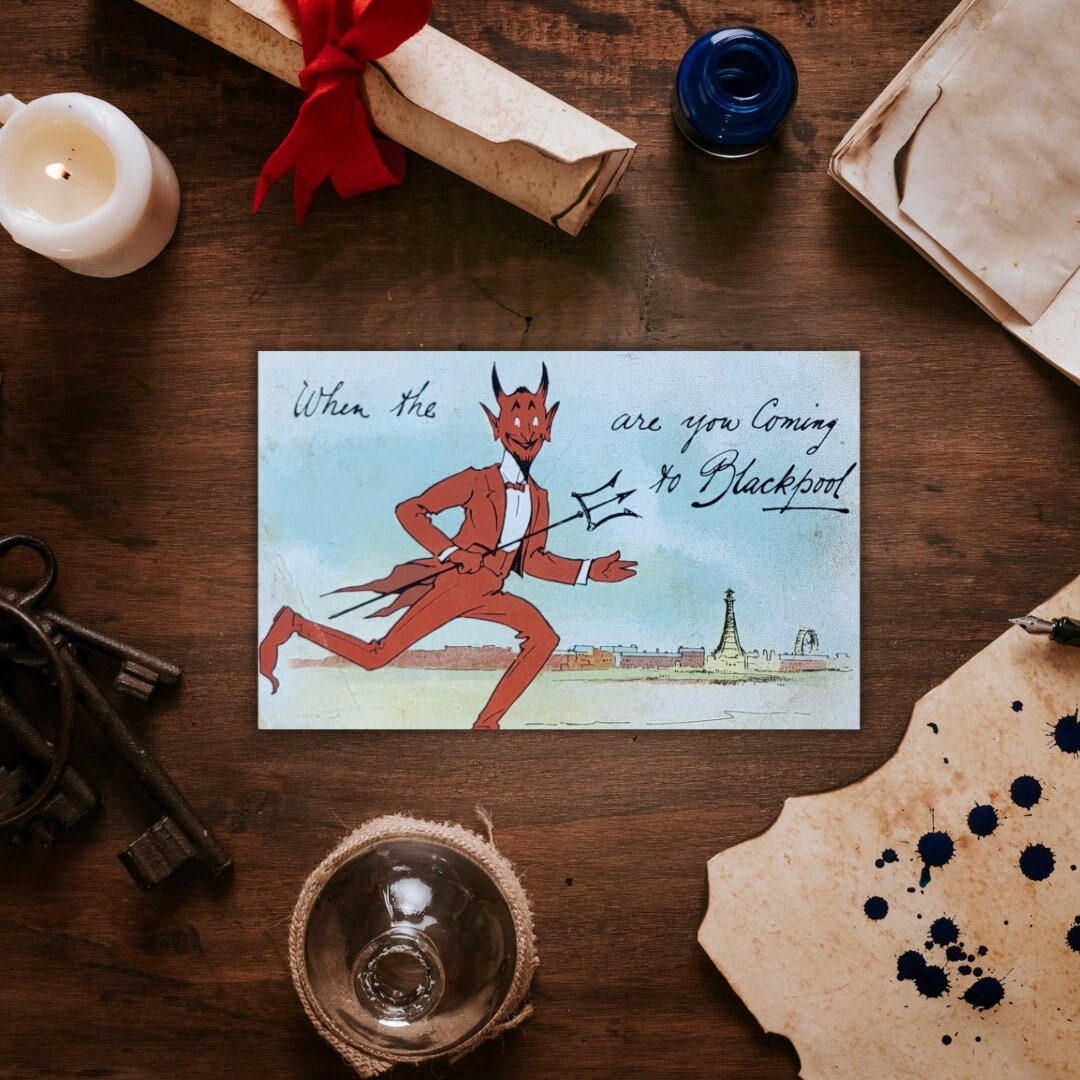 Vintage Antique 1910s Devil Postcard Spooky Halloween Gift Collectable ...