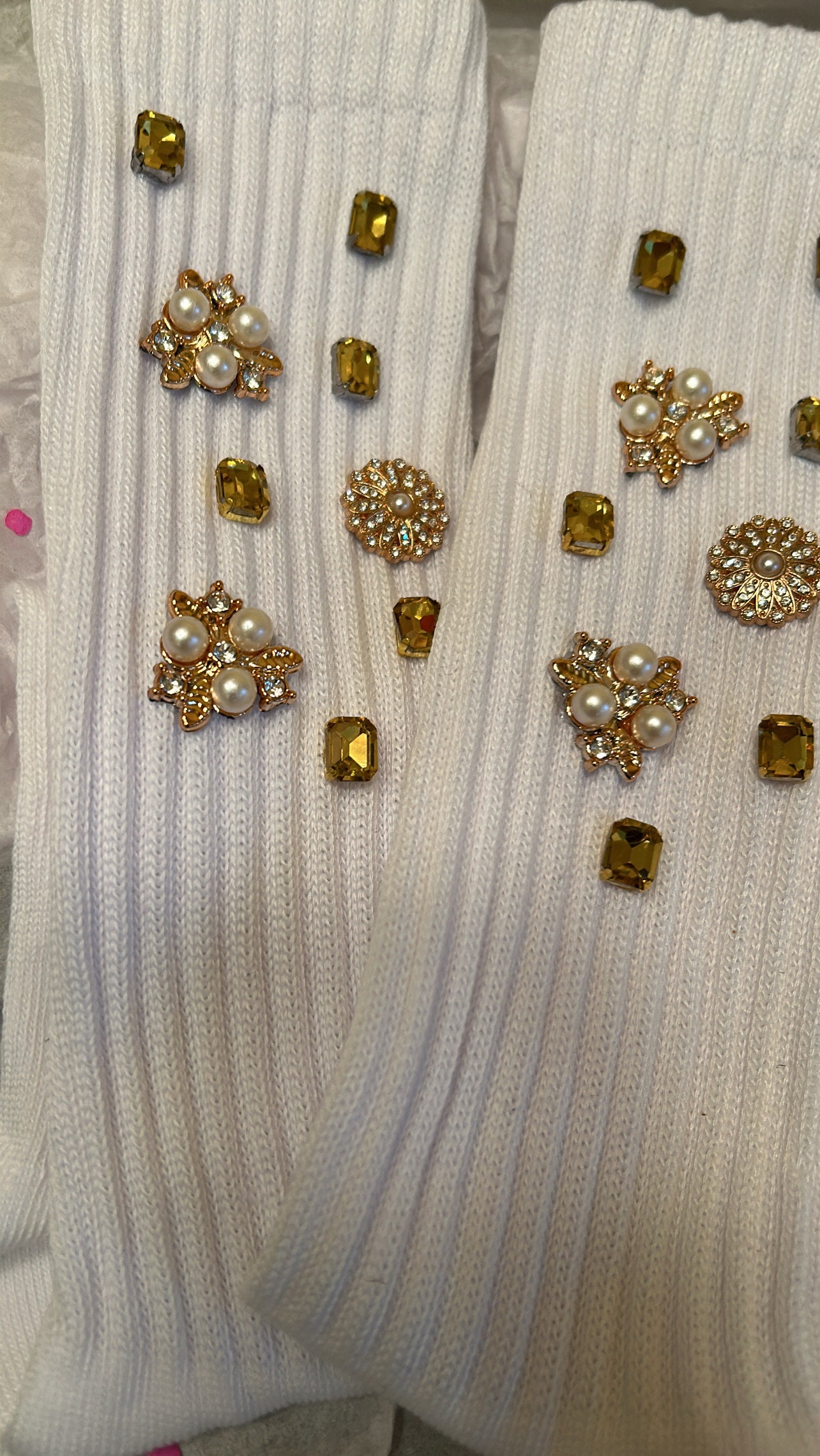 Goldie Locks Bling Sock .. White Socks With Golf Colors Stones Sizes ...