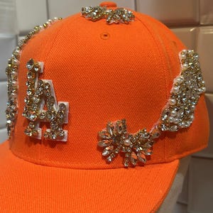 Custom LA Logo Bling Fitted Cap - Etsy