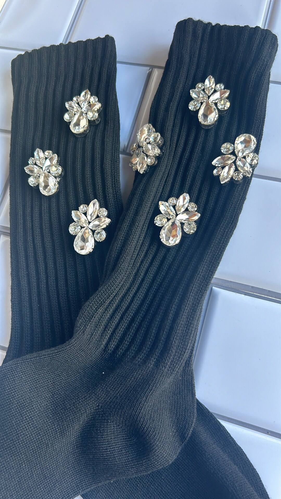 THE Black Ice Adults Bling Gemstone Slouch Socks - Etsy