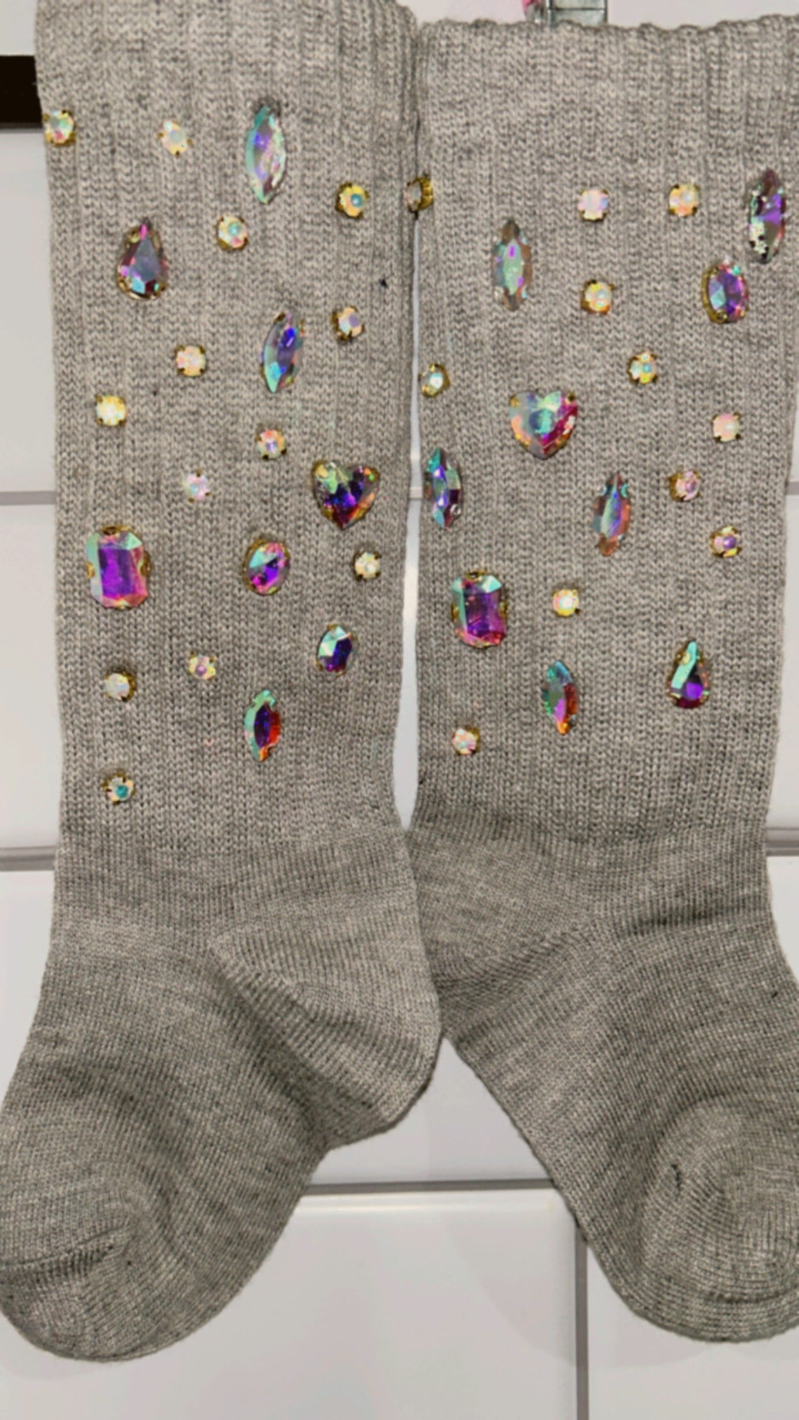 Gray Kids & Adults Gemstone Slouch Socks - Etsy