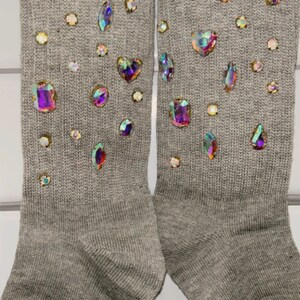 Gray Kids & Adults Gemstone Slouch Socks - Etsy