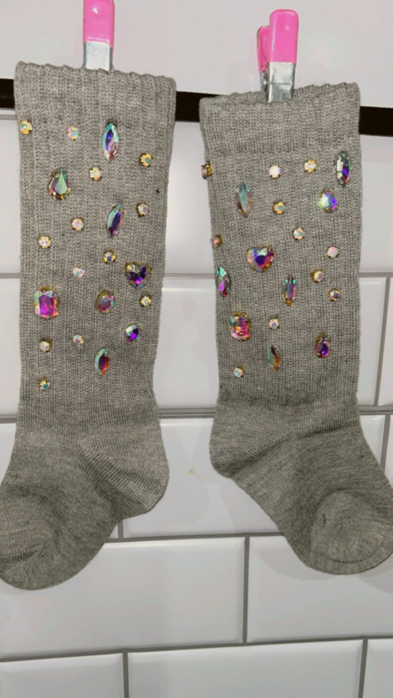 Gray Kids & Adults Gemstone Slouch Socks - Etsy