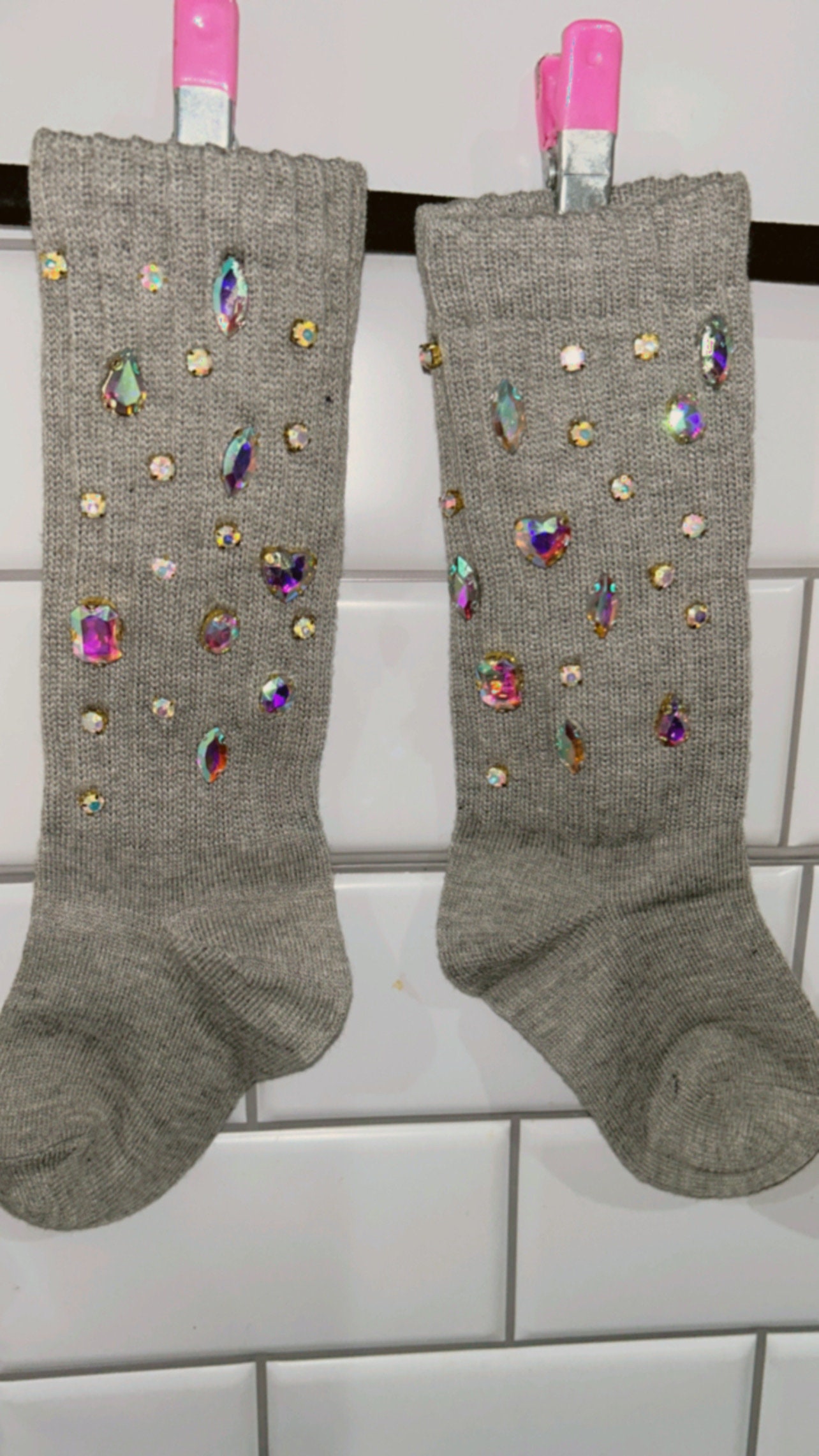 Gray Kids & Adults Gemstone Slouch Socks - Etsy