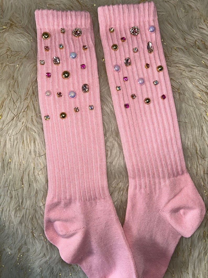 Bubblegum Pink Adults Bling Gemstone Slouch Socks - Etsy