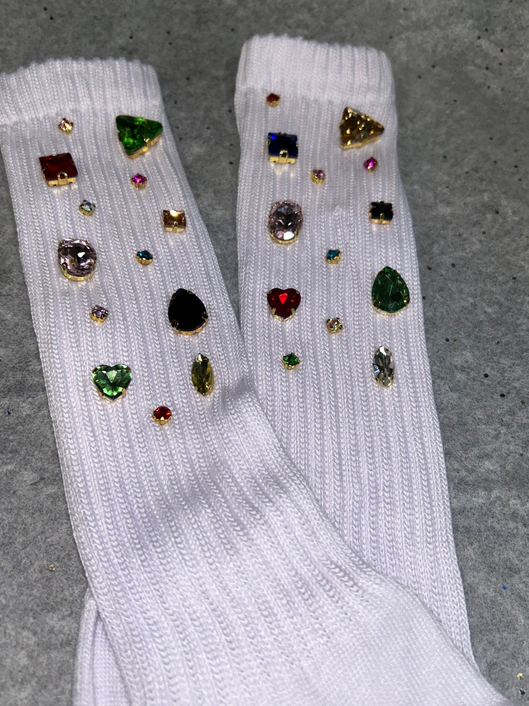 Disco Socks .. White Socks With Multi Colors Stones Sizes Available in ...