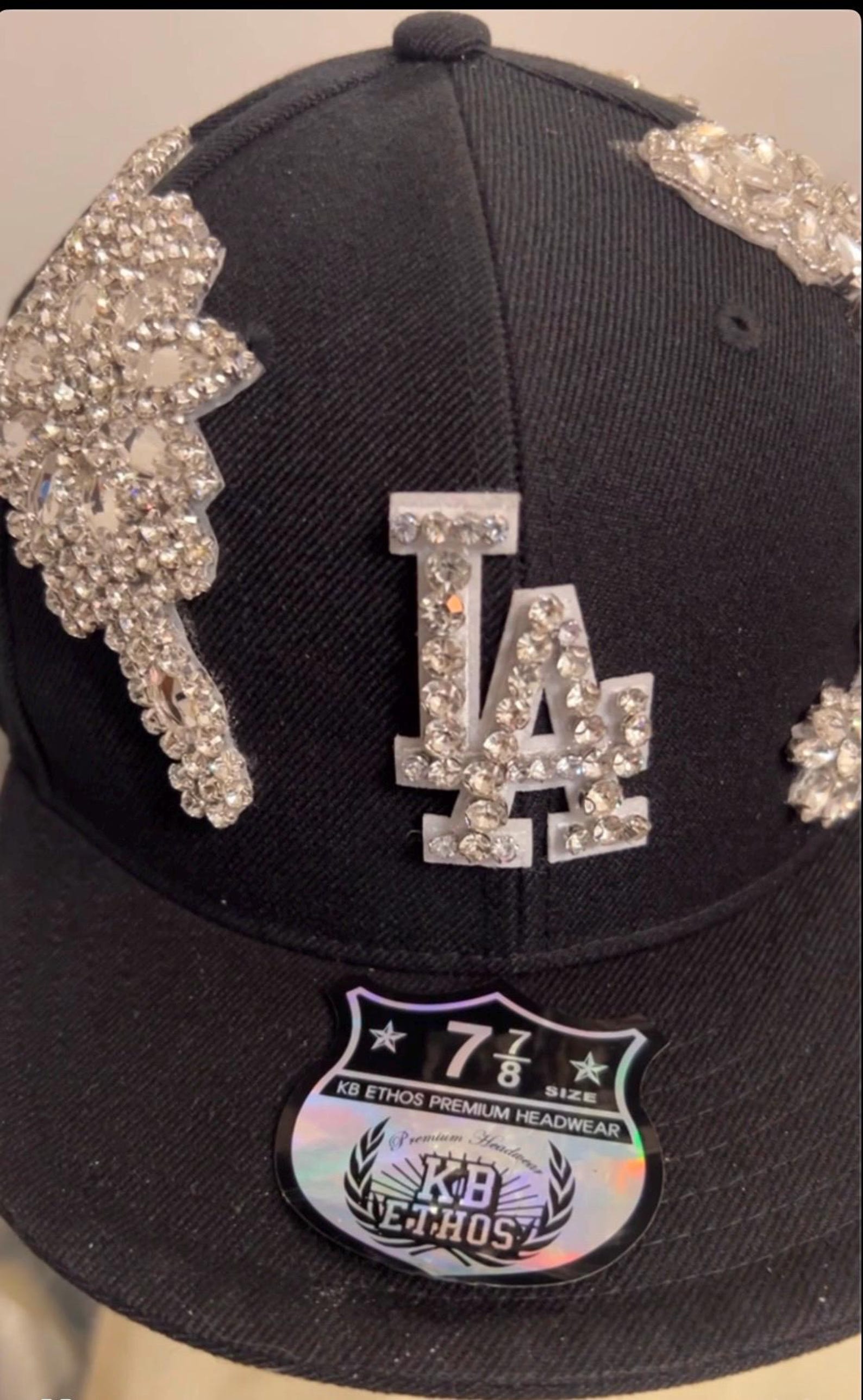 Custom LA Logo Bling Fitted Cap - Etsy