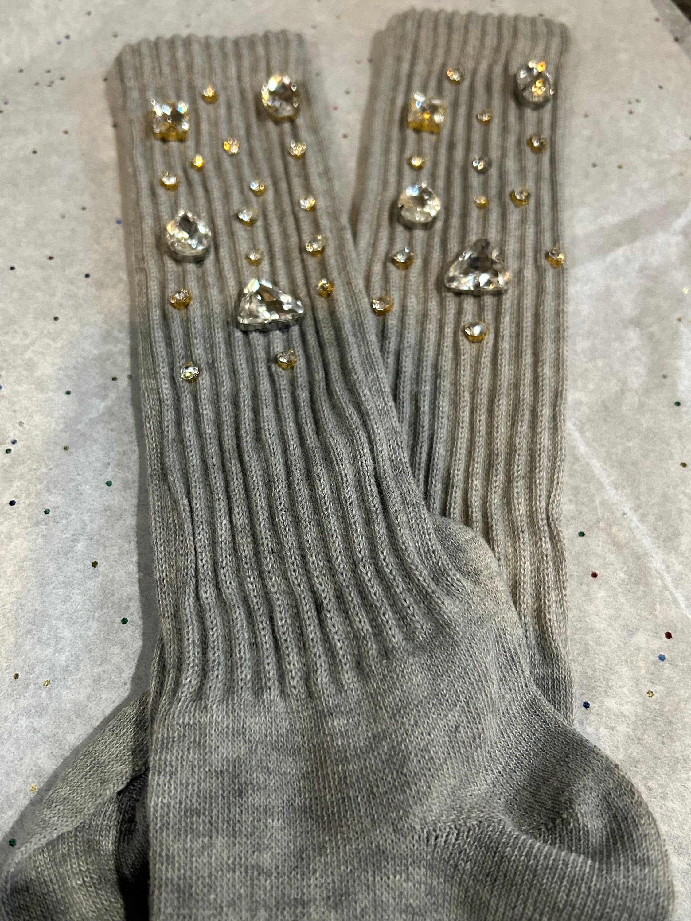 CEMENT” Gray With Clear Gems Sizes Kids & Adults Bling Gemstone Slouch Socks - Etsy