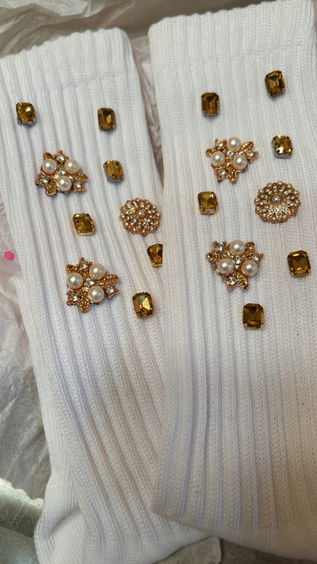 Goldie Locks Bling Sock .. White Socks With Golf Colors Stones Sizes ...