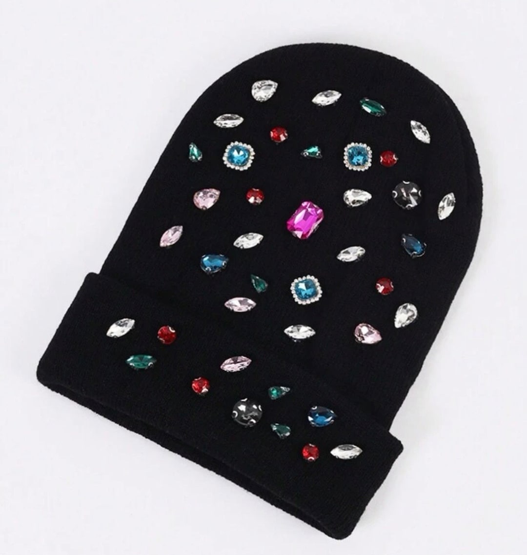 Black Bling Gemstone Beanie Hat Skull Cap - Etsy