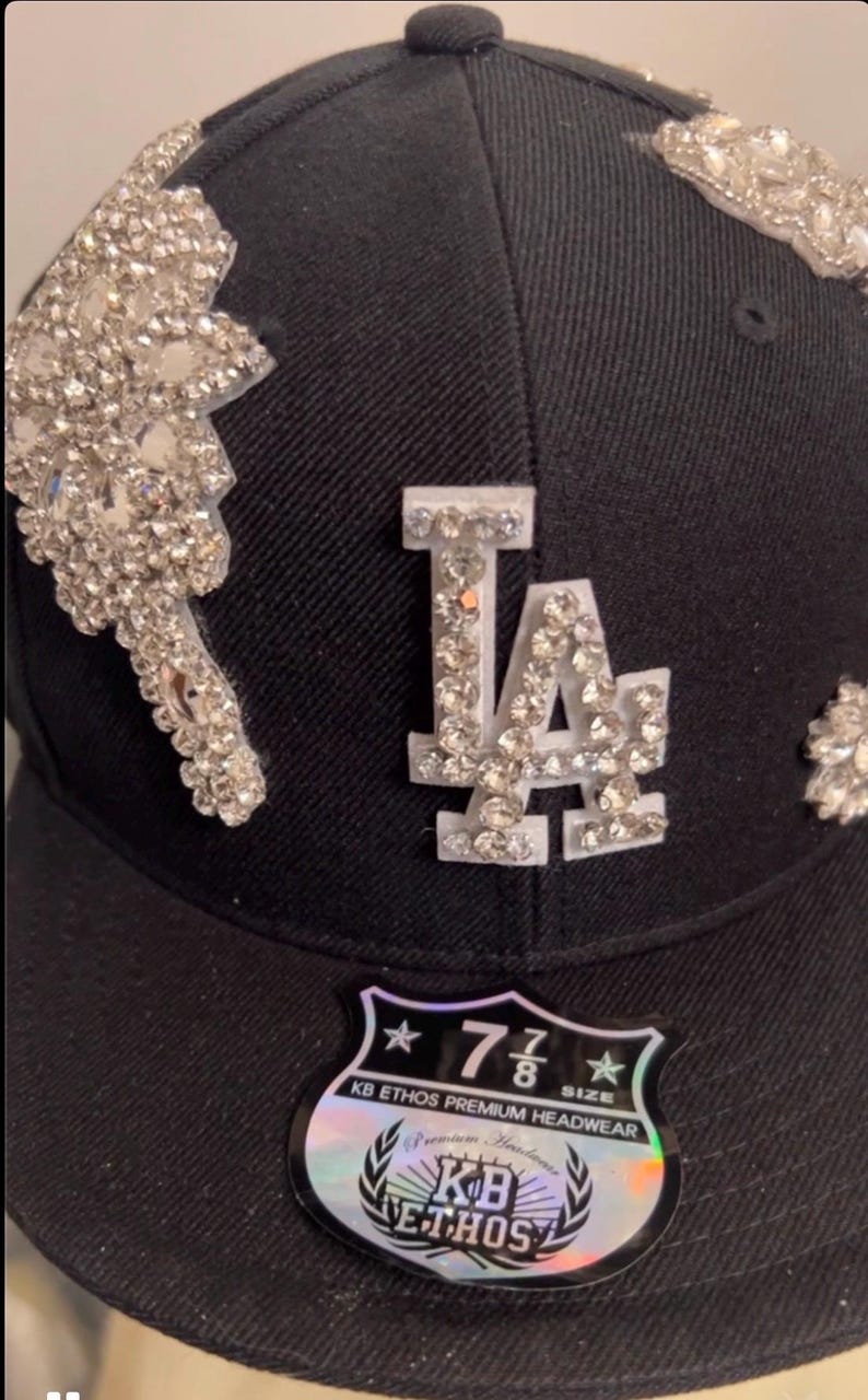 Custom LA Logo Bling Fitted Cap - Etsy