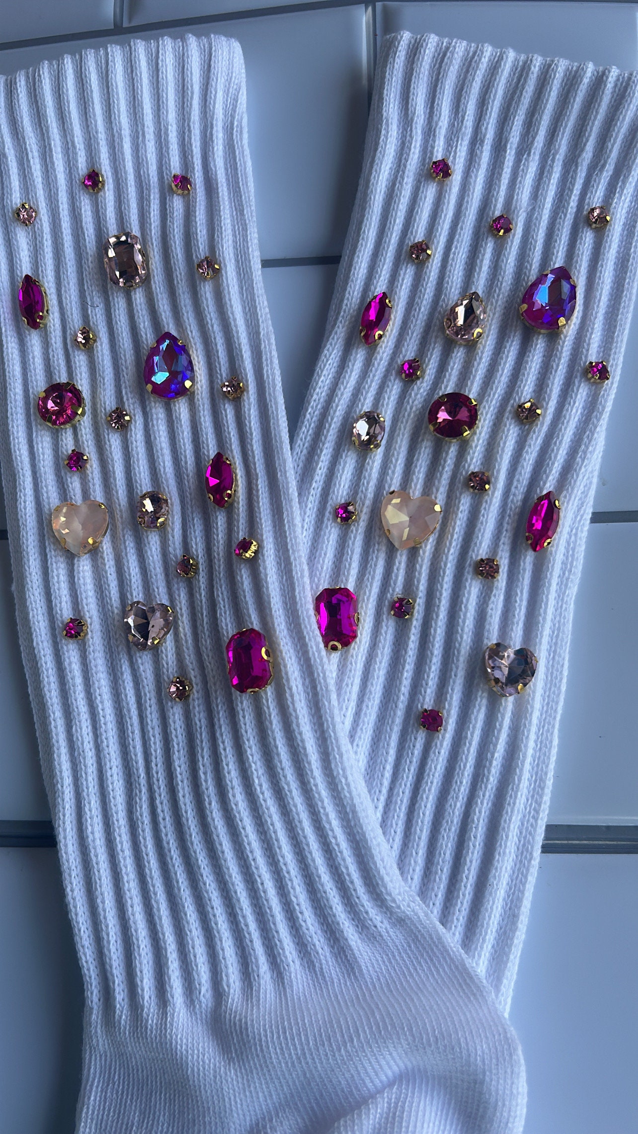 Pink Friday “ ..white With Shades of Pink Bling Gemstones Adults Slouch ...