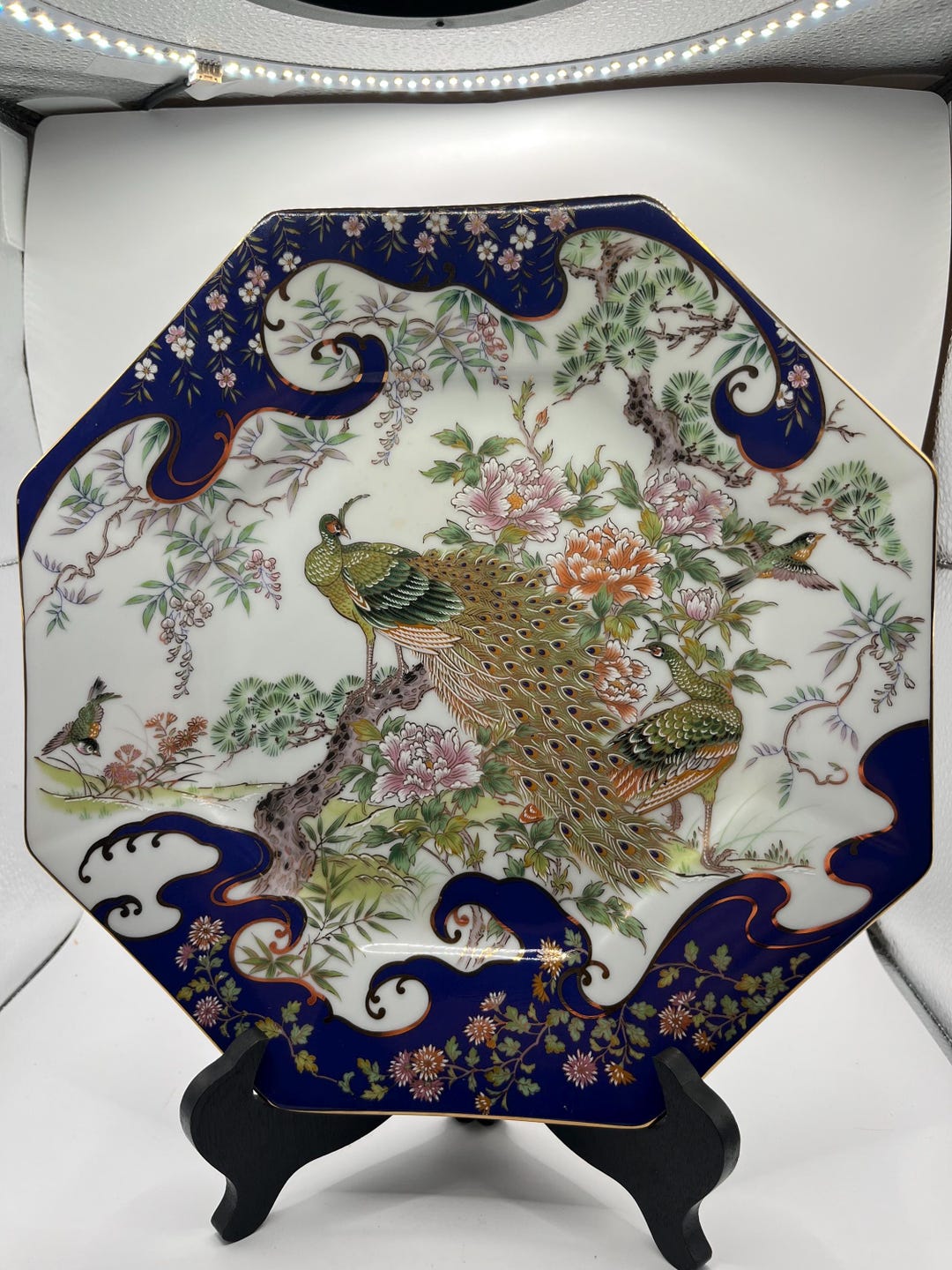 Vintage Japanese Peacock Octagon Plate - Etsy