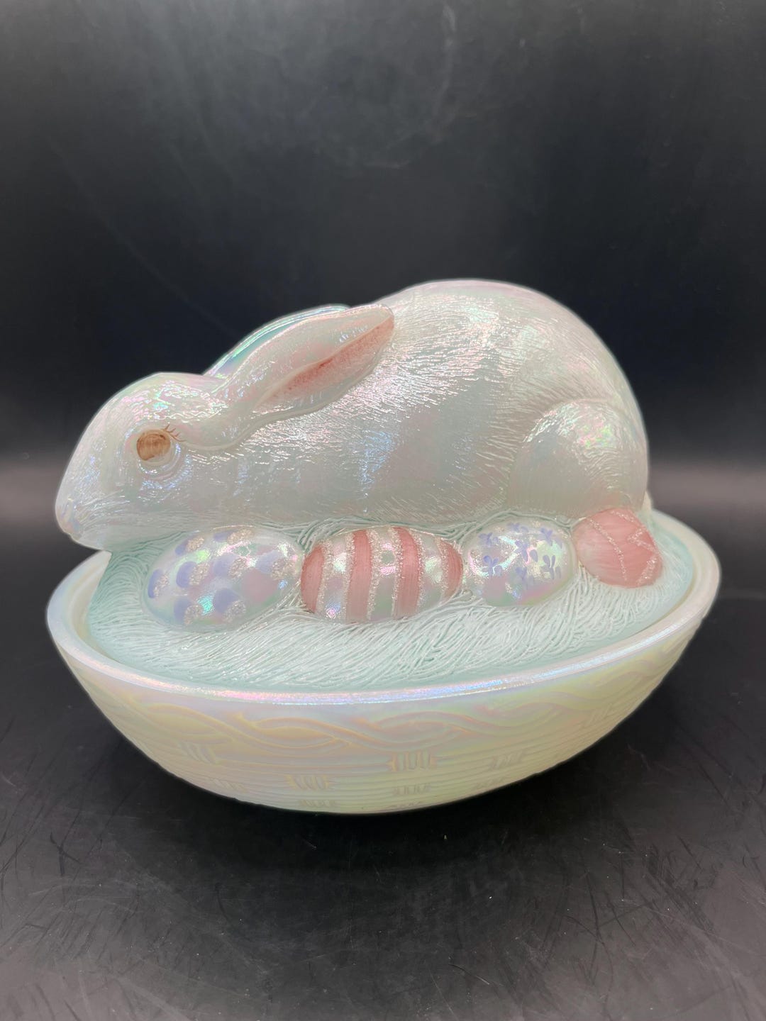 Fenton Glass Bunny Rabbit on Nest With Easter Eggs Signed by Artist - Etsy