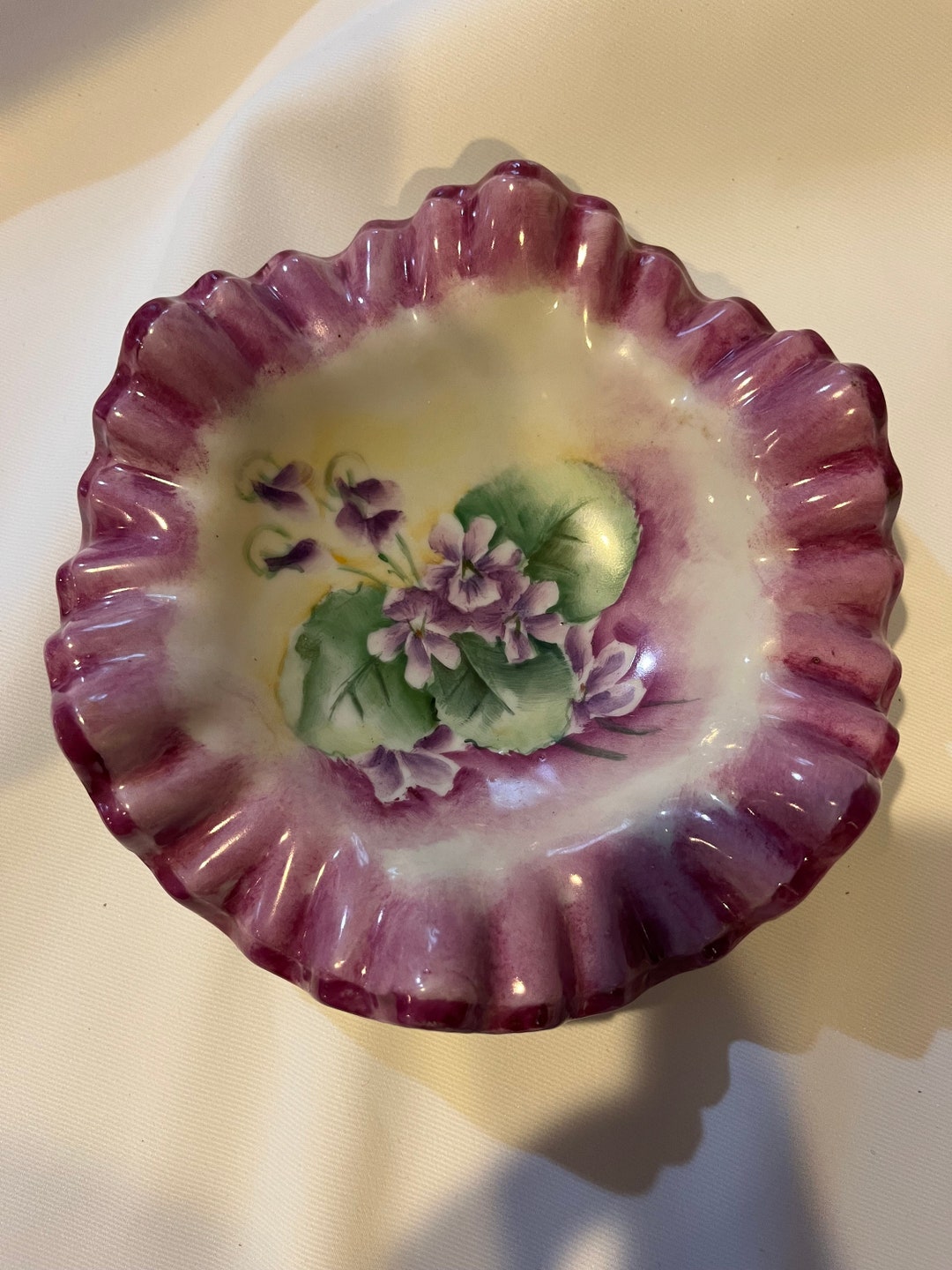 Floral Painted Ruffle Edged Dish - Etsy