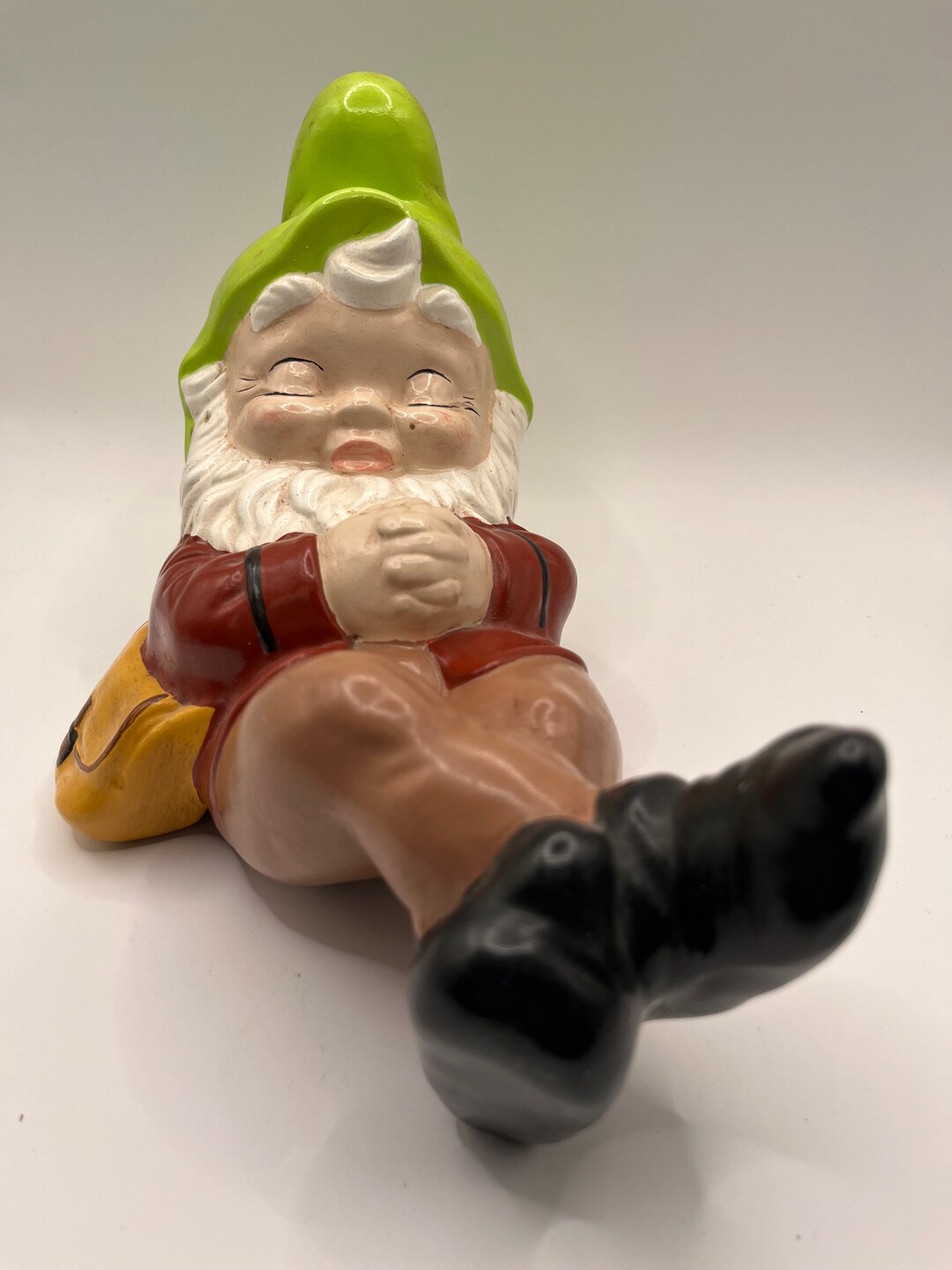 Vintage Napping Sleeping Gnome Hand Painted - Etsy