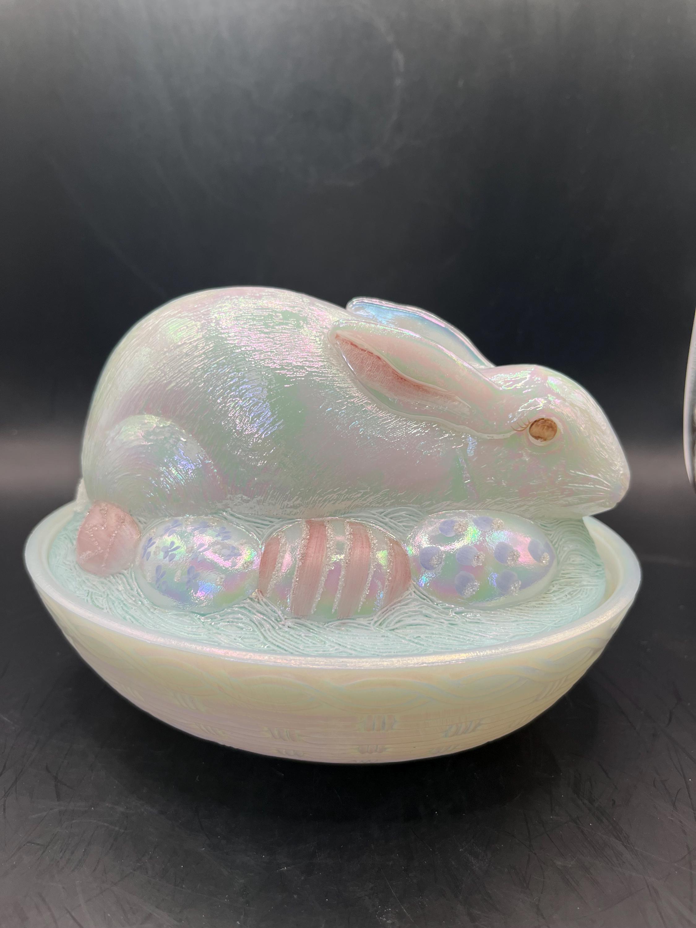 Fenton Glass Bunny Rabbit on Nest With Easter Eggs Signed by Artist - Etsy