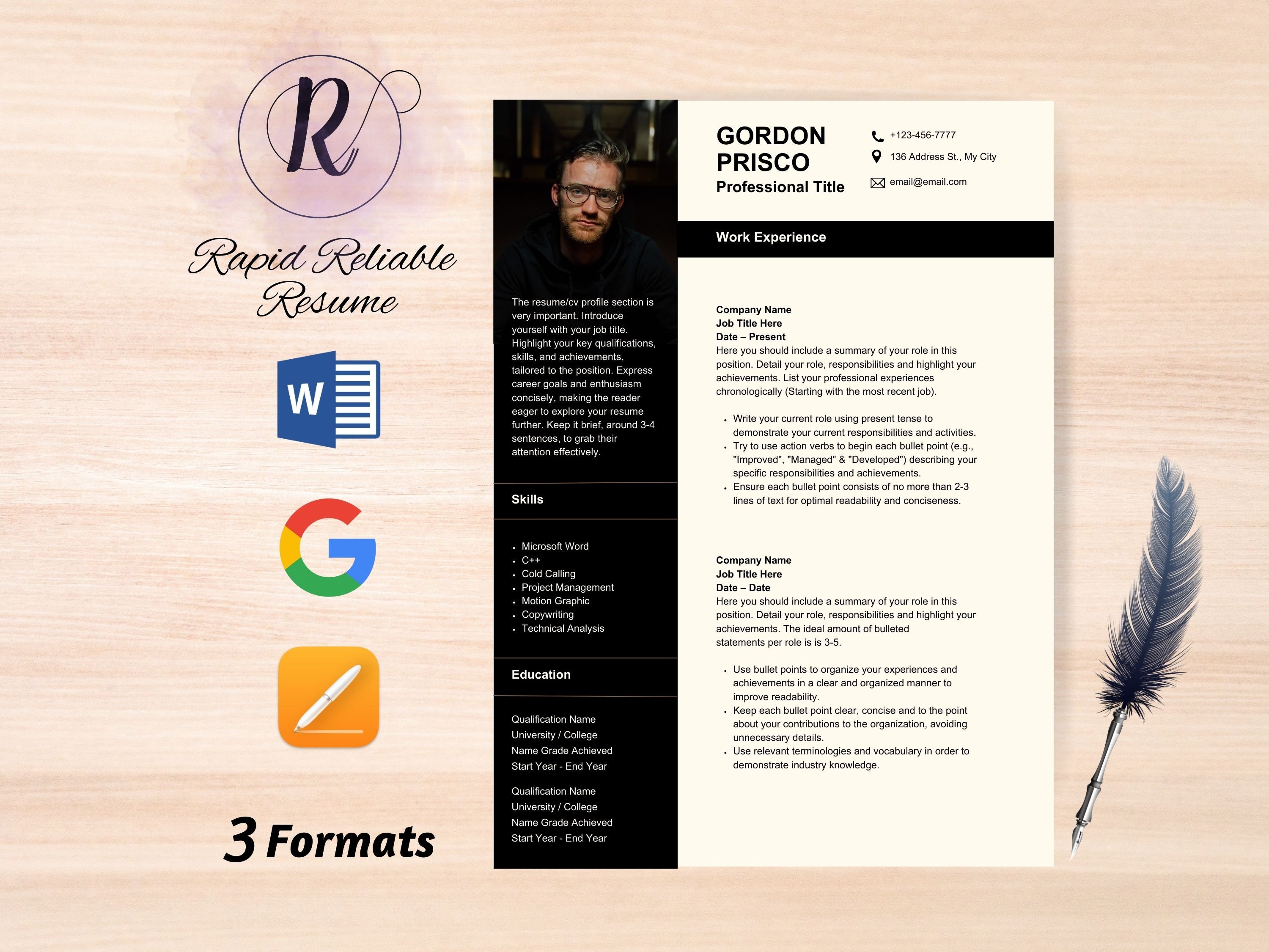 Professional Cv, Mac Pages Resume, Cover Letter, Word Resume, Clean ...