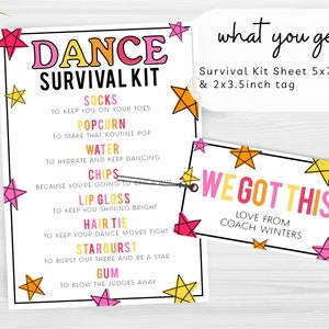Printable Dance Survival Kit, Gift Ideas for Dancers, Dance Team Gift ...