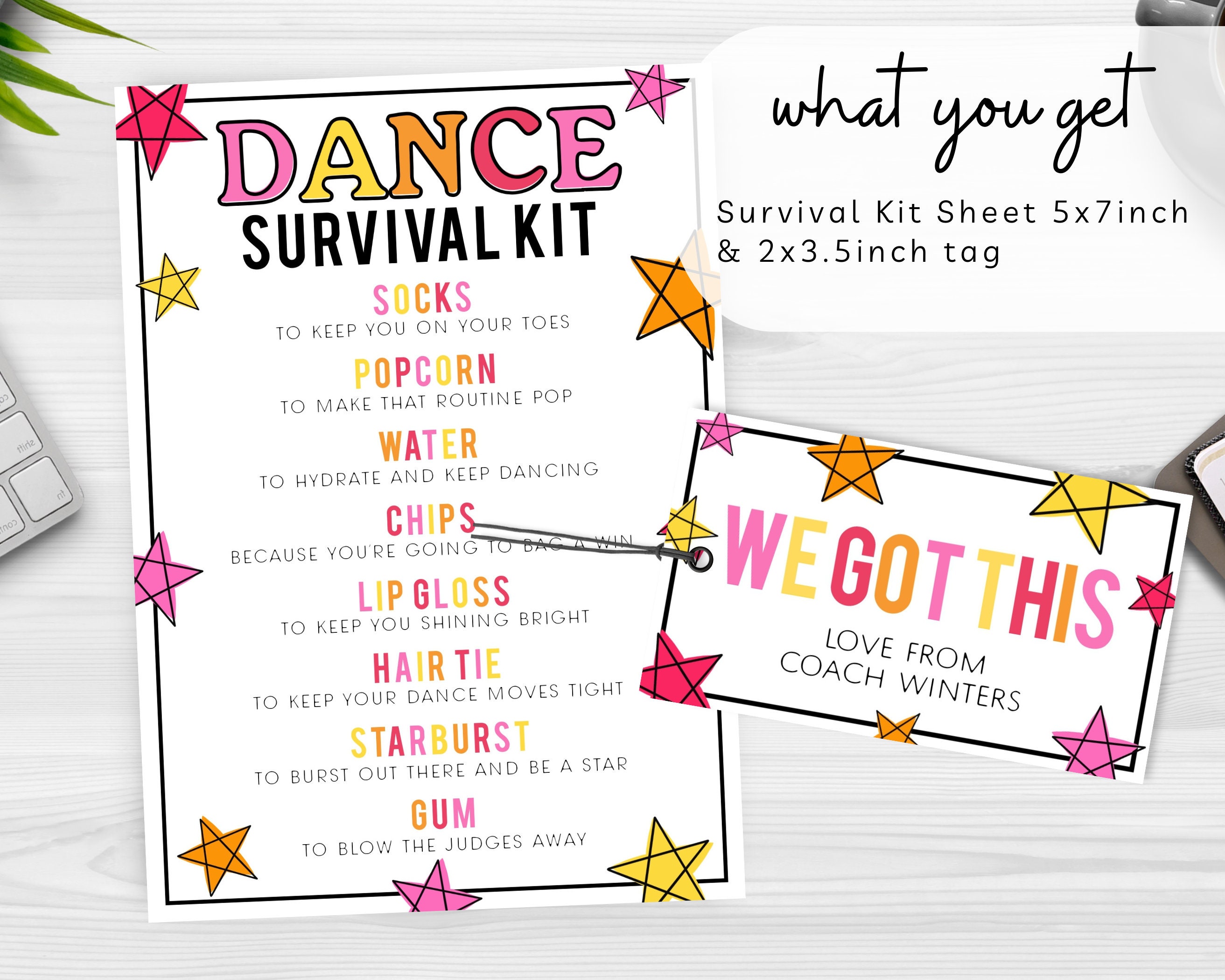Printable Dance Survival Kit, Gift Ideas for Dancers, Dance Team Gift ...