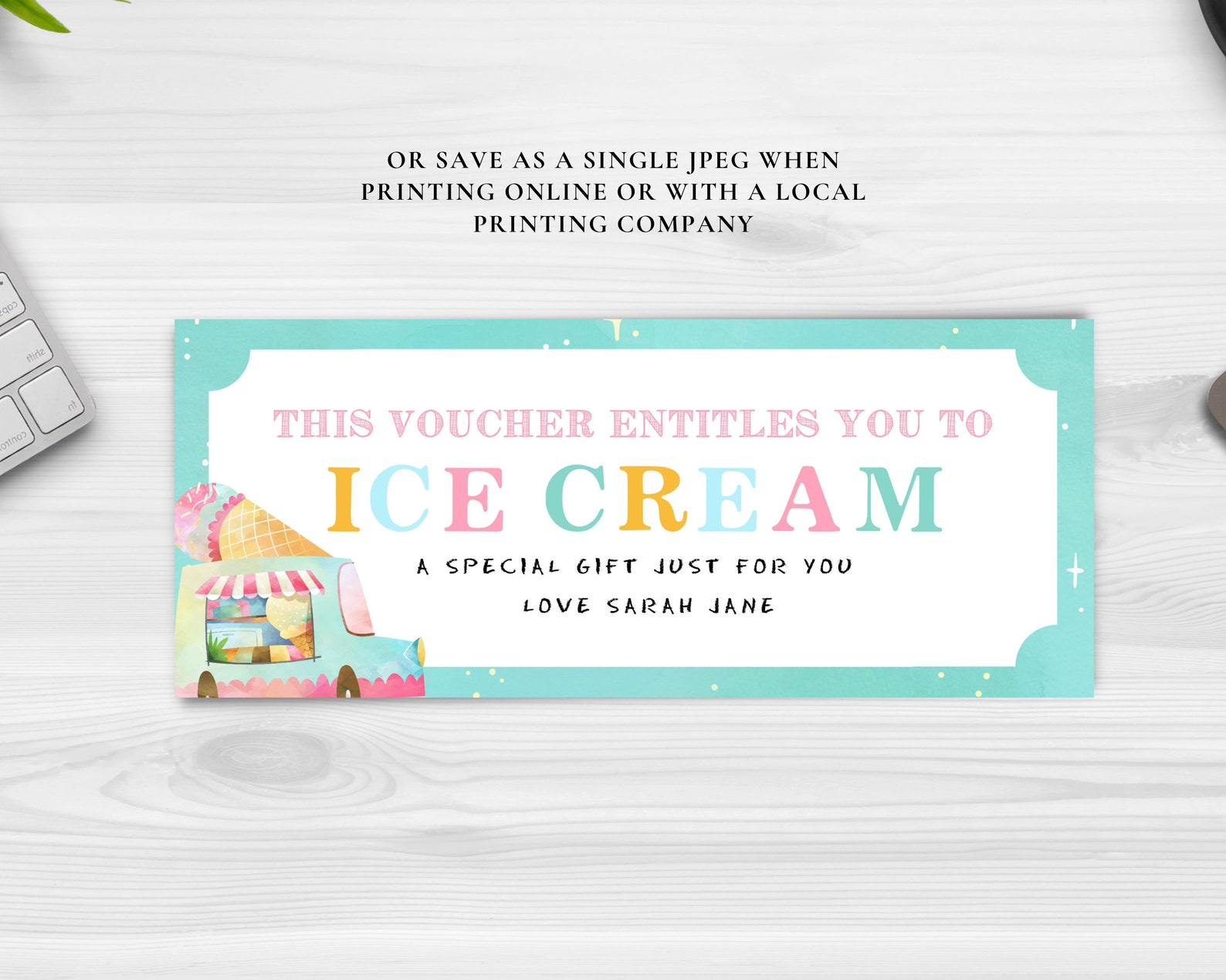 Ice Cream Voucher, Dessert Tokens, Wedding Food Voucher, Birthday Party ...