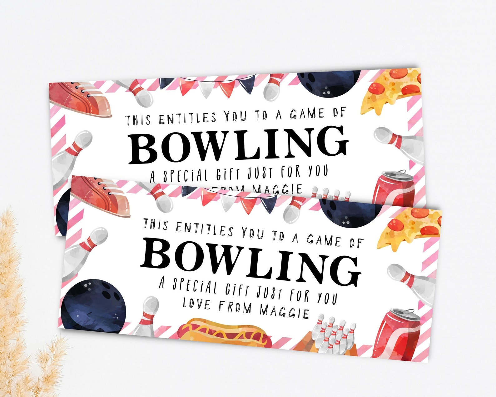Bowling Gift Voucher, Editable Birthday Gift Voucher, Date Night ...