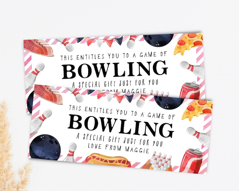 Bowling Gift Voucher Editable Birthday Gift Voucher Date - Etsy