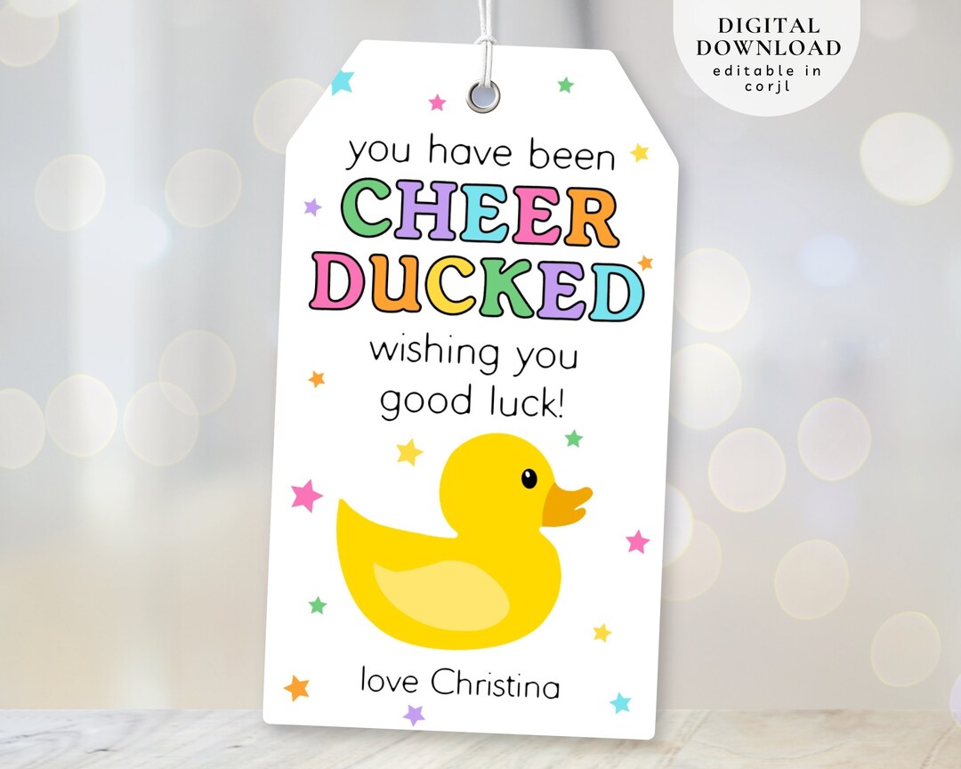 You've Been Cheer Ducked Tag, Cheer Team Printable Tag, Cheerleader ...