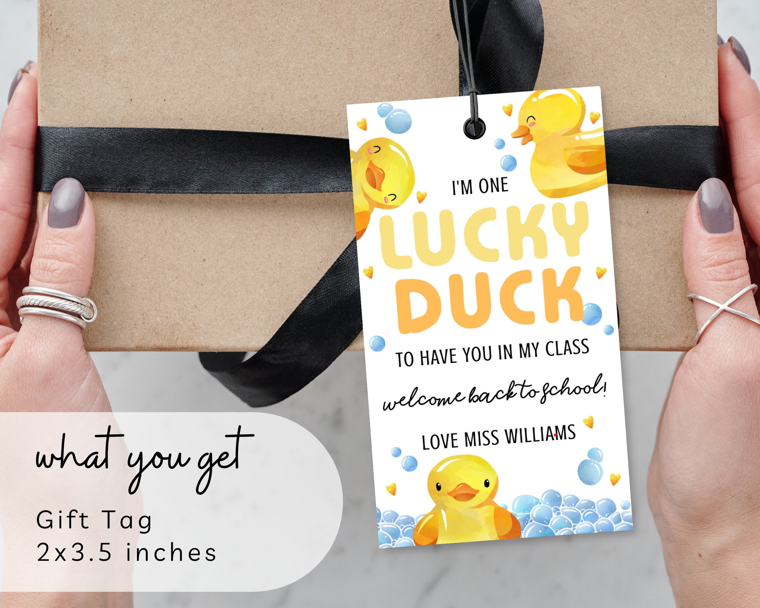 Editable Back to School Gift Tag, Im One Lucky Duck School Tag, Back to ...