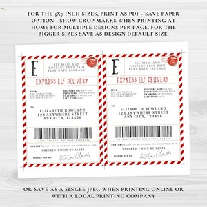 Editable Express Elf Delivery, Elf Mail Shipping Labels, Elf Arrival ...