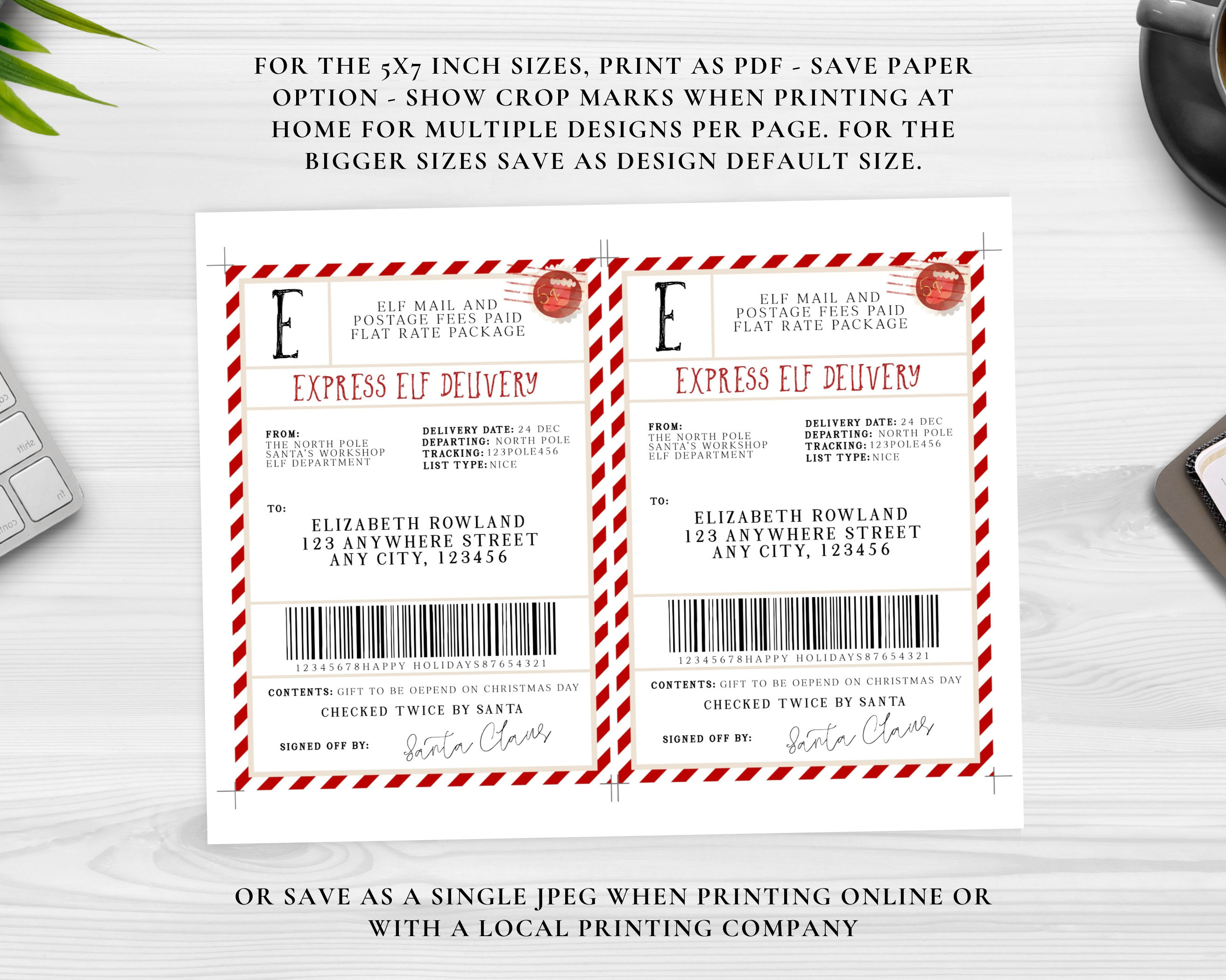 Editable Express Elf Delivery, Elf Mail Shipping Labels, Elf Arrival ...