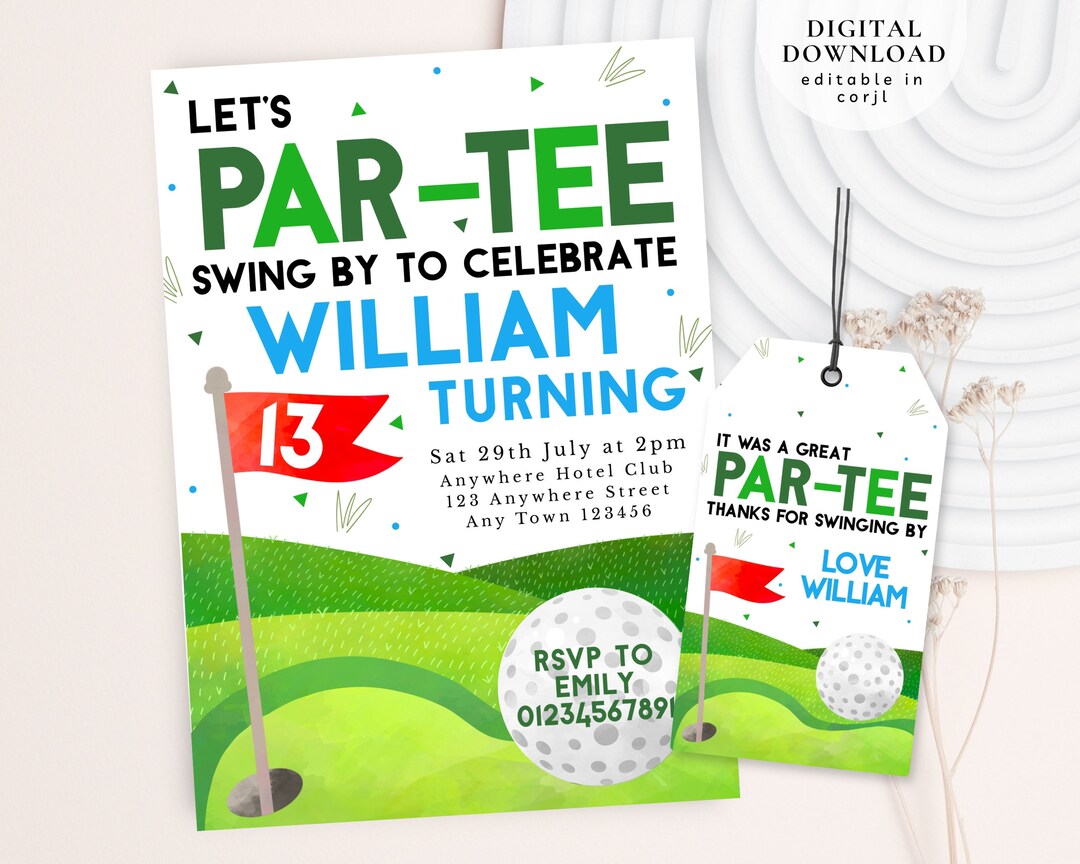 Let's Partee Birthday Invite, Golf Birthday Invite, Golf Party, Golf ...