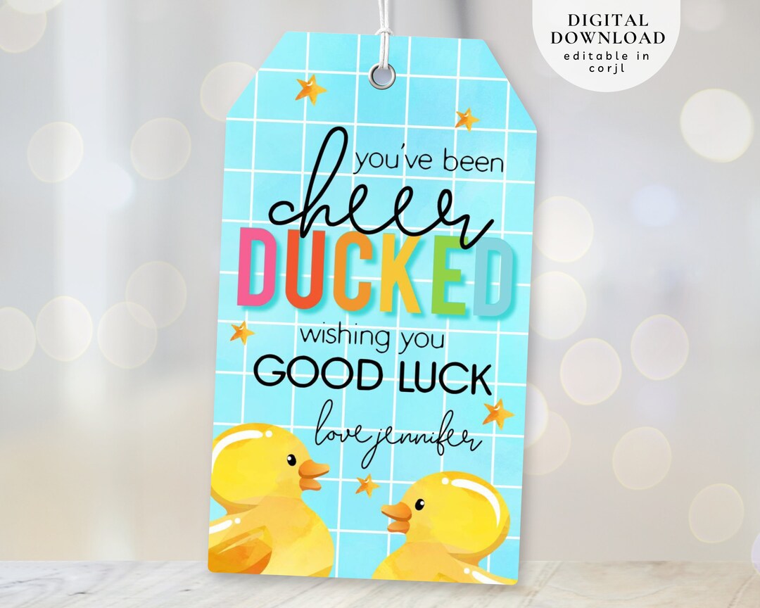 You've Been Cheer Ducked Tag, Cheer Team Printable Tag, Cheerleader ...