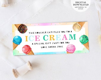 Printable 'sweet Treat Ice Cream Coupons' Edit - Etsy