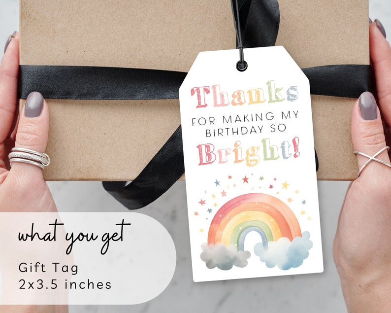 Rainbow Birthday Gift Tag, Magical Girl Tag, Pastel Rainbow Gift Tag ...