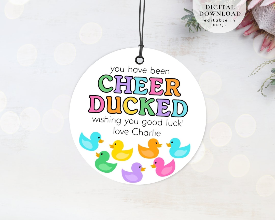 You've Been Cheer Ducked Tag, Cheer Team Printable Tag, Cheerleader ...