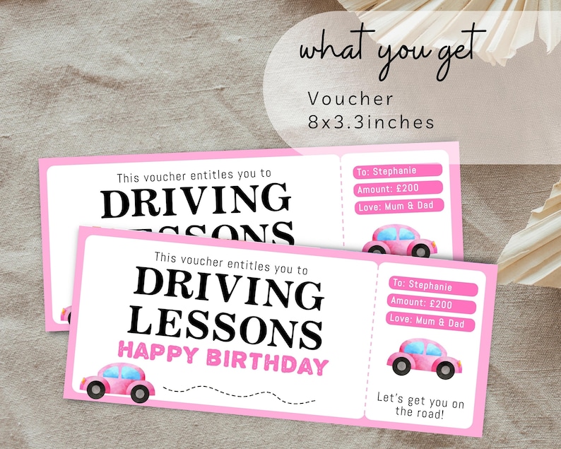 Driving Lessons Gift Certificate, 17th Birthday Driving Lessons Voucher ...