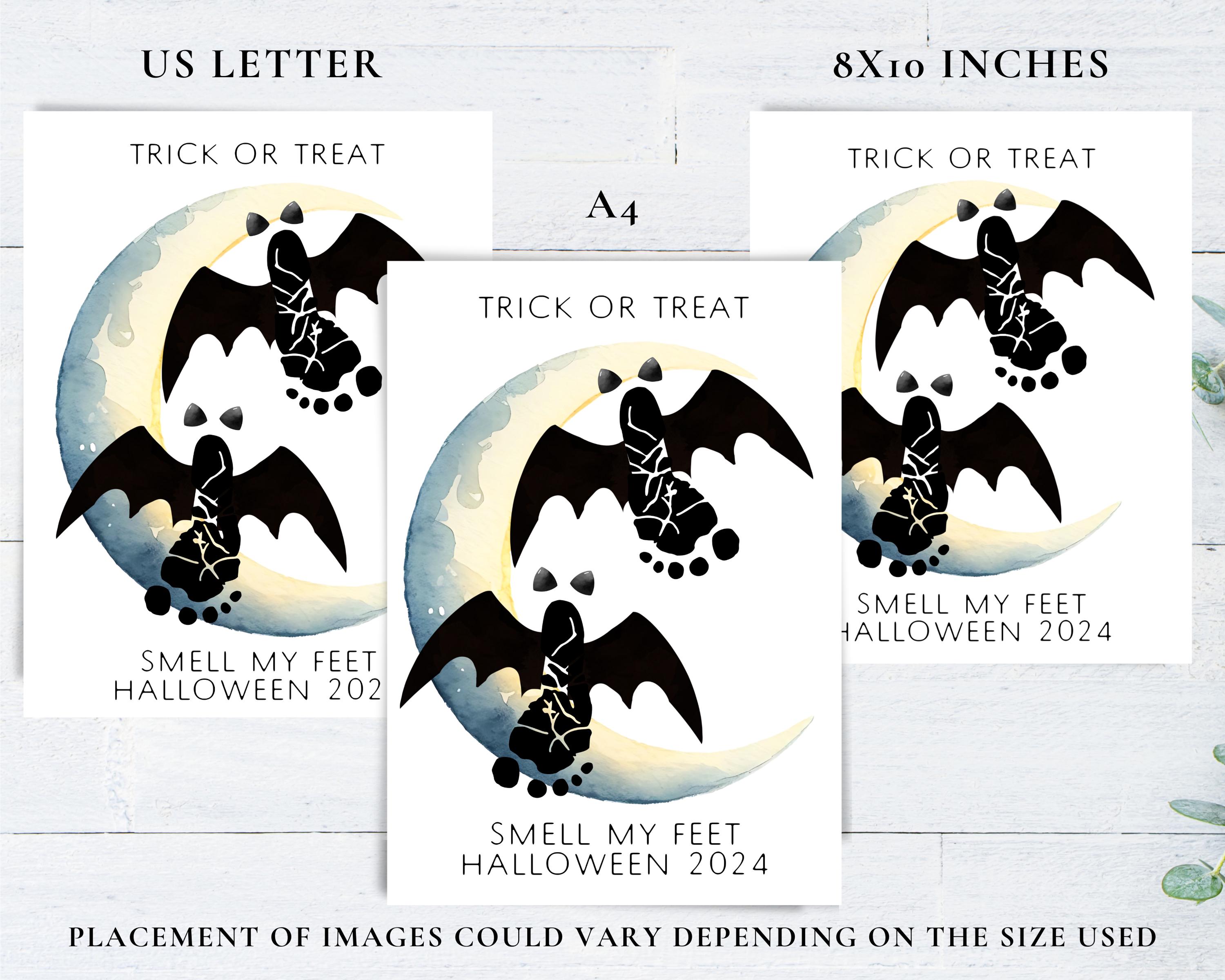 Printable Halloween Bat Footprint Sign, Spooky Bat Baby Footprint ...