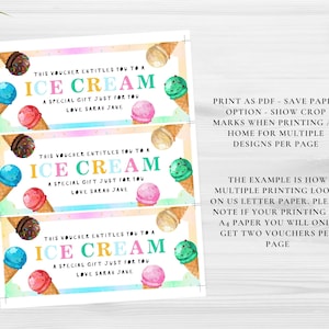 Ice Cream Voucher, Dessert Tokens, Wedding Food Voucher, Birthday Party ...
