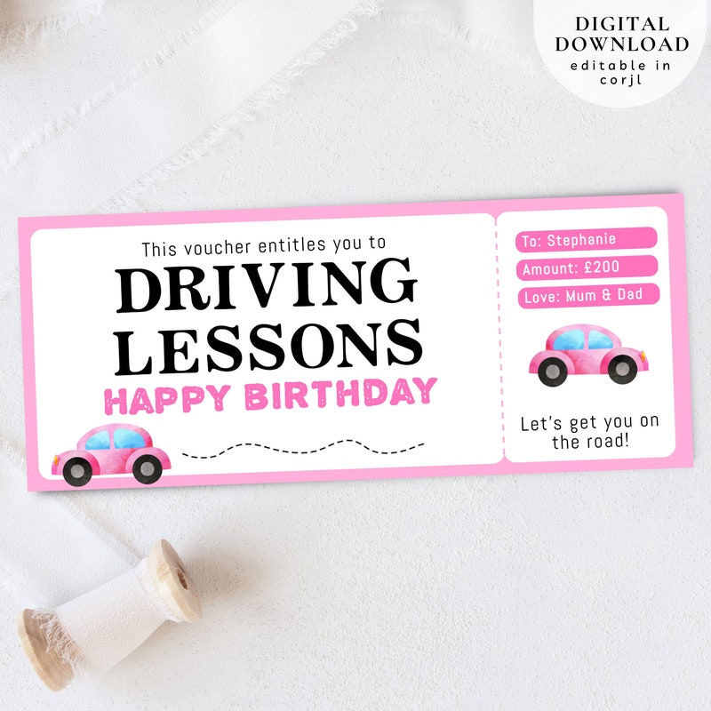 Printable Driving Lesson Voucher - Etsy UK