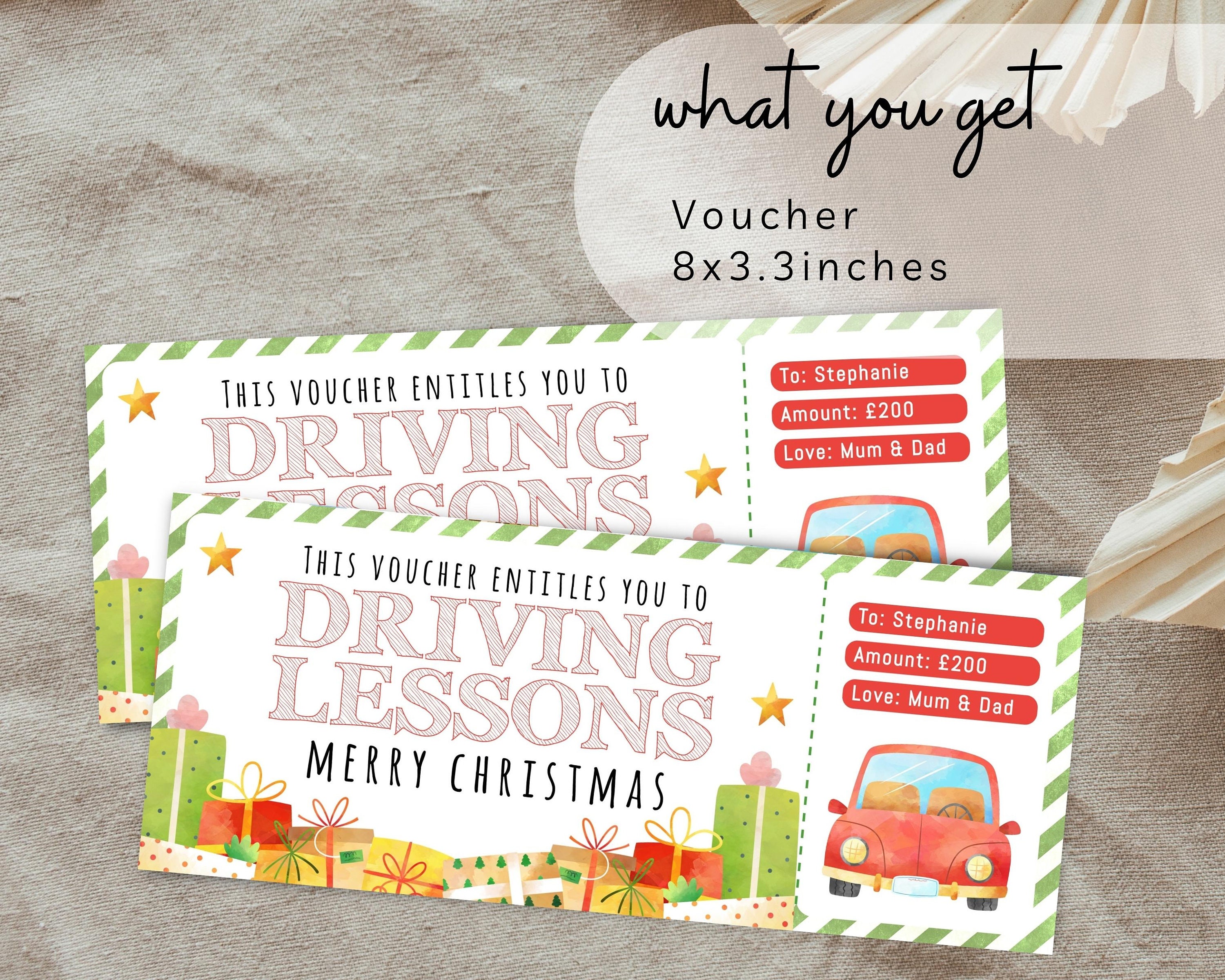 Driving Lessons Gift Certificate, 17th Birthday Driving Lessons Voucher ...