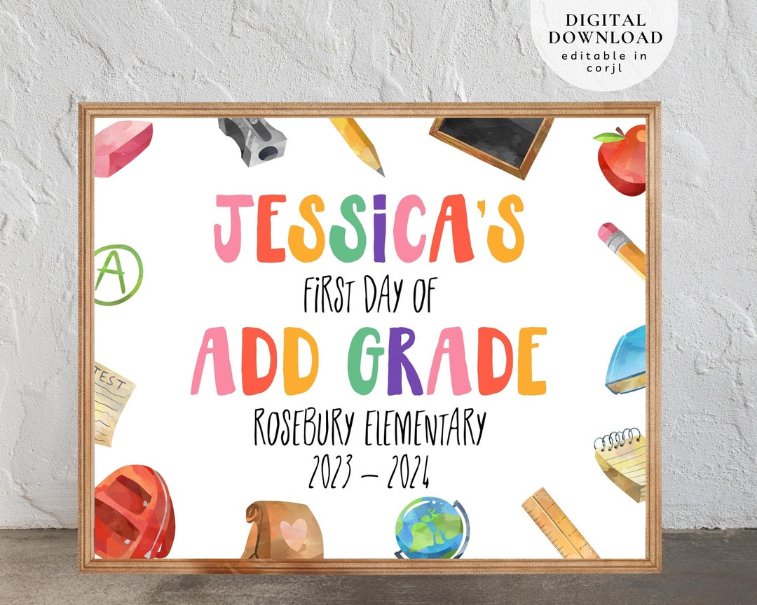 Editable First Day of School Board, Printable Rainbow School Board ...