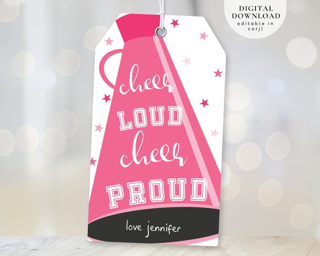 Cheer Loud and Proud Cheerleader Tag, Printable Cheer Team Tag ...
