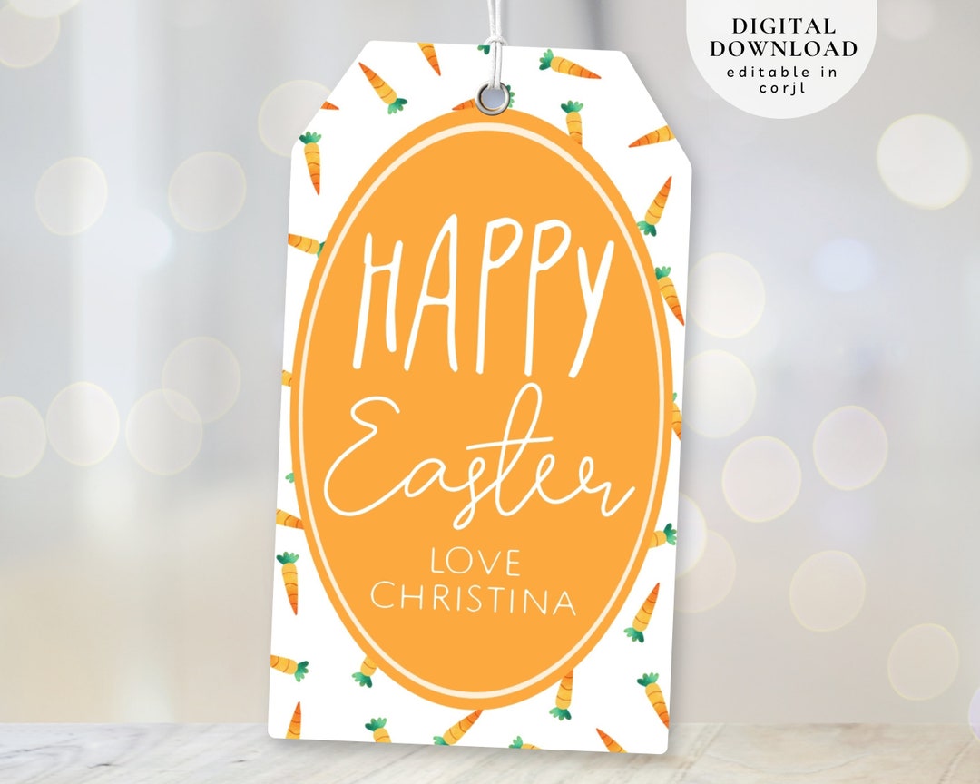 Editable Carrot Easter Tag, Easter Bunny Gift Tag, Easter Egg Tag ...