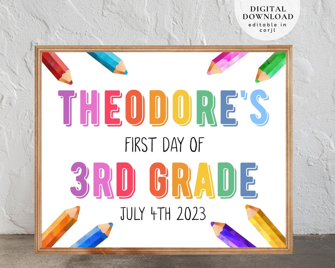 Editable First Day of School Board, Printable Rainbow School Board ...
