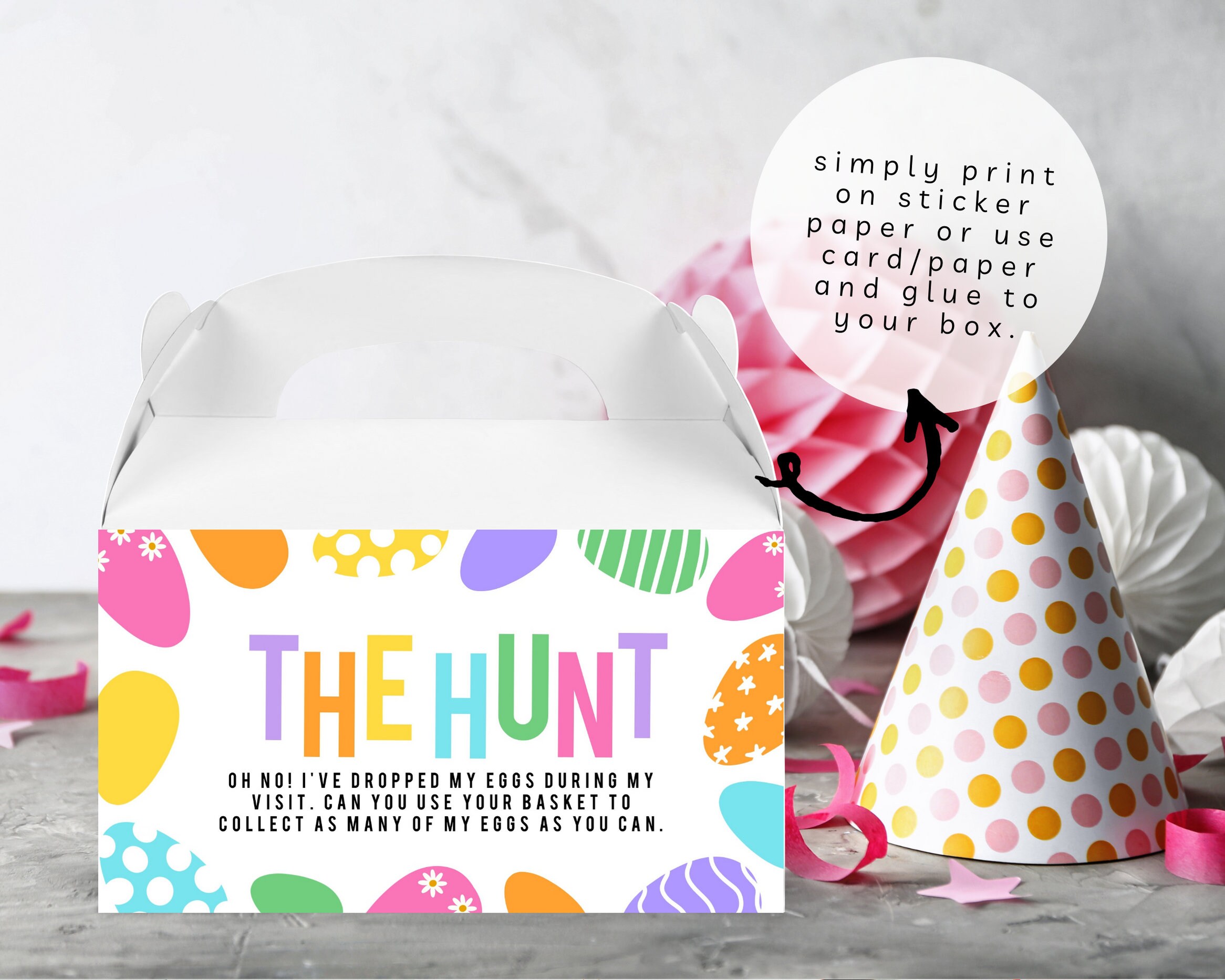 Printable Easter Gable Box Label, Party Treat Box Sticker, Easter Egg ...