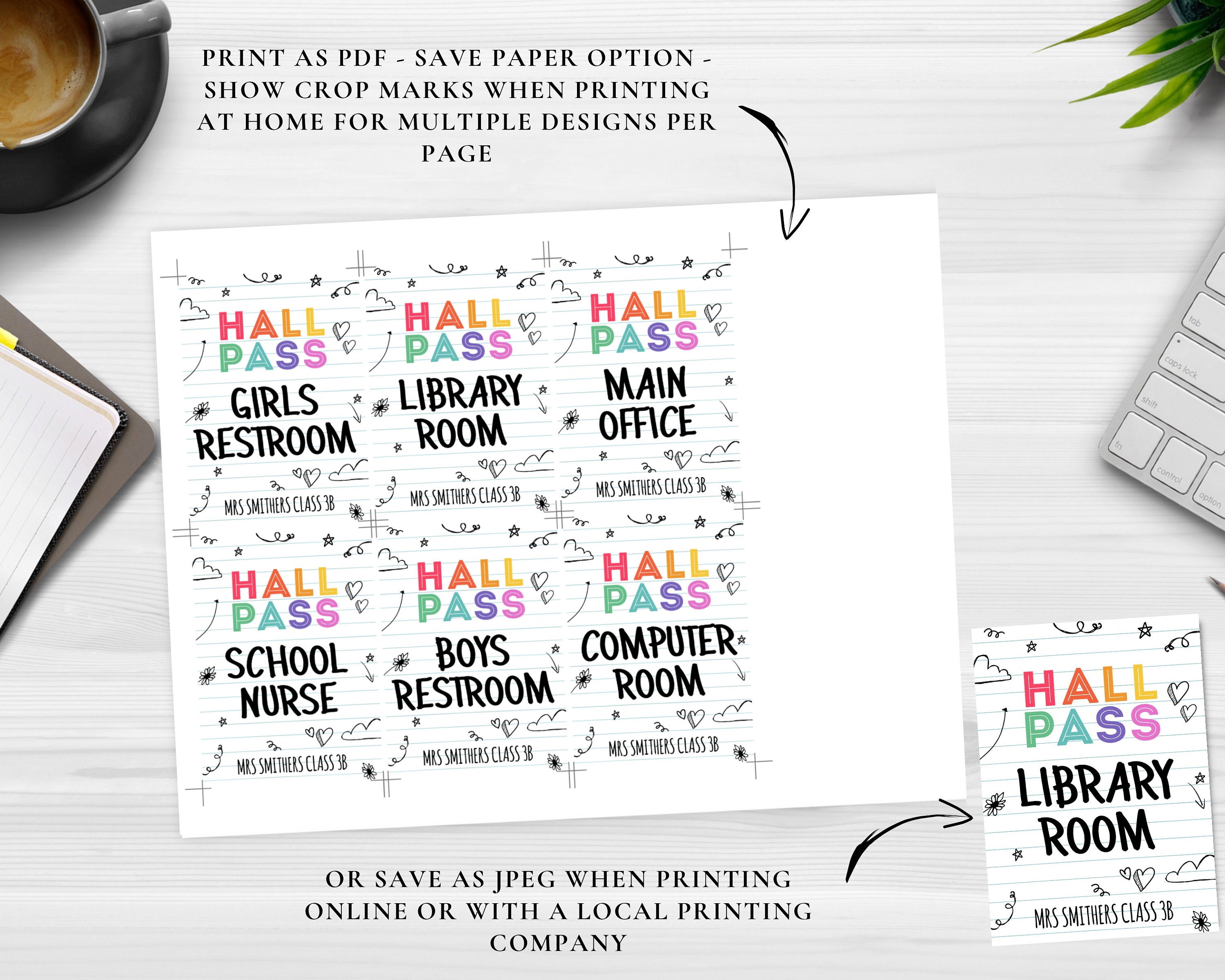 Classroom Hall Passes, Bathroom Pass, Nurse Pass, Elementary Hall Pass ...