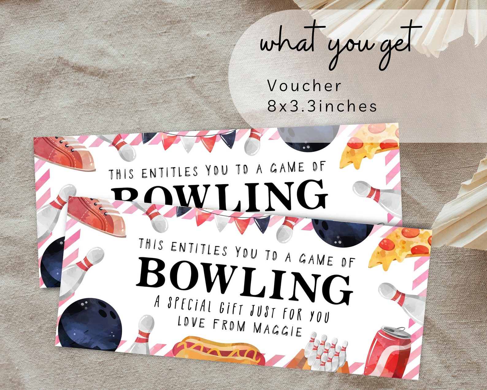 Bowling Gift Voucher, Editable Birthday Gift Voucher, Date Night ...